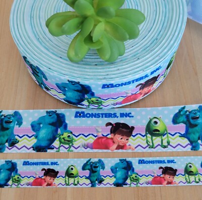 7/8 & 1.5" (1 YD) Monsters, Inc Grosgrain Ribbon Boo Mike Wazowski ...