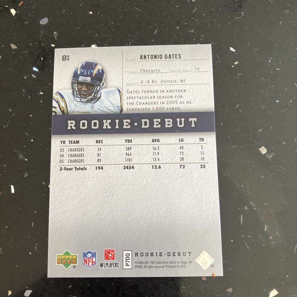 2006 Upper Deck Rookie Debut Antonio Gates Card 81 | eBay