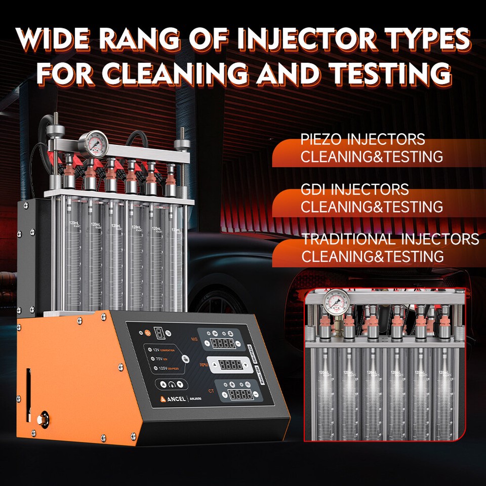 Ultrasonic GDI Fuel Injector Tester Cleaner kit Cleaning Machine 6 ...