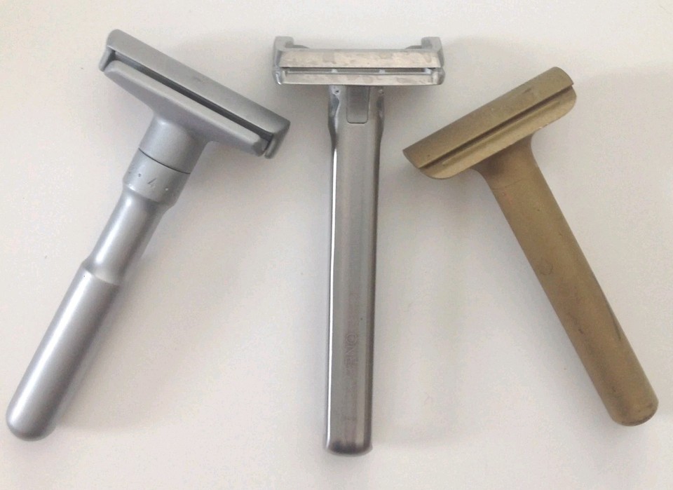 MINT LOT Safety Razors, Brushes, Stand, Blades: Merkur, Feather ...