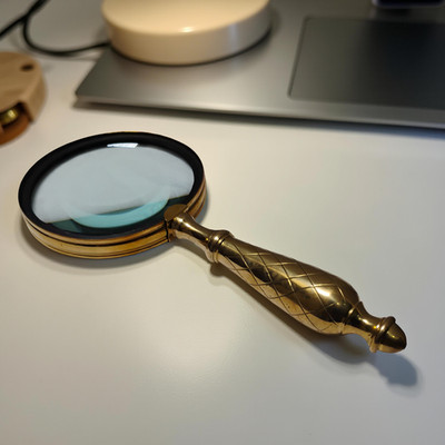 Antique Heavy Solid Brass Magnifying Glass Vintage Magnifier & A ...