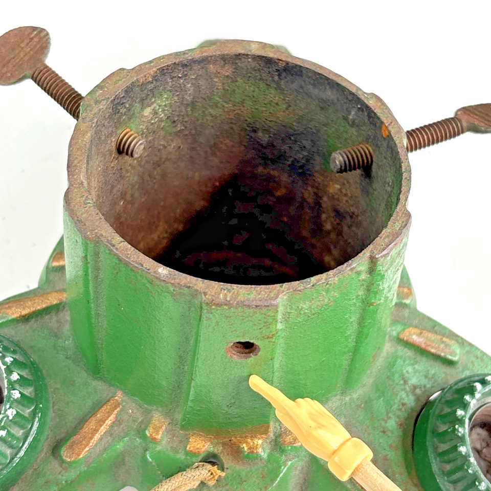 Vintage Cast Iron Christmas Tree Stand w/3 Light Sockets Electric Green ...