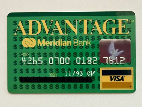 Meridian Bank Advantage Credit Card ️MAC ️Unsigned ️1993 Exp ️Vintage ...