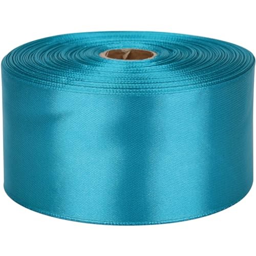 2 inch Satin Ribbon 50 Yards Solid Fabric Ribbons Roll 2 inches Peacock ...