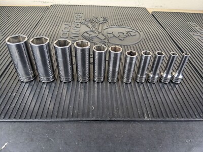 #bb766 Snap-On Tools Socket Set 211SFSY 3/8" drive 6 Point Deep 1/4" to ...