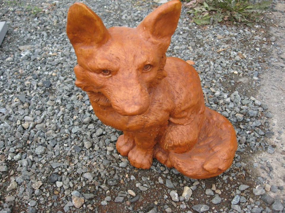 Cast Stone Cement Fox Outdoor Garden Statue | eBay