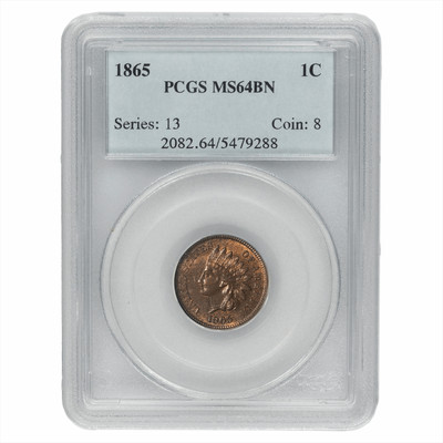1865 Indian Head Small Cent 1C Fancy 5, PCGS MS 64 BN | eBay