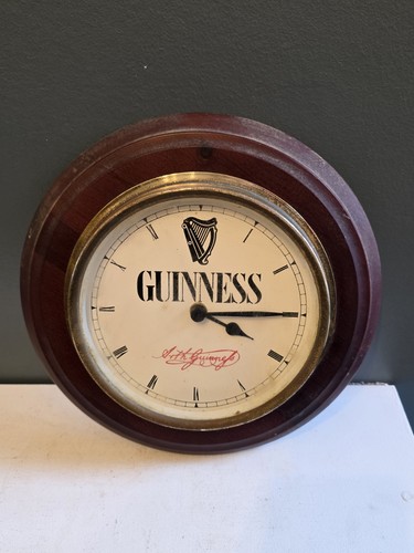 Vintage Guiness Pub Clock. Wooden With Metal Surround To Face. | eBay UK