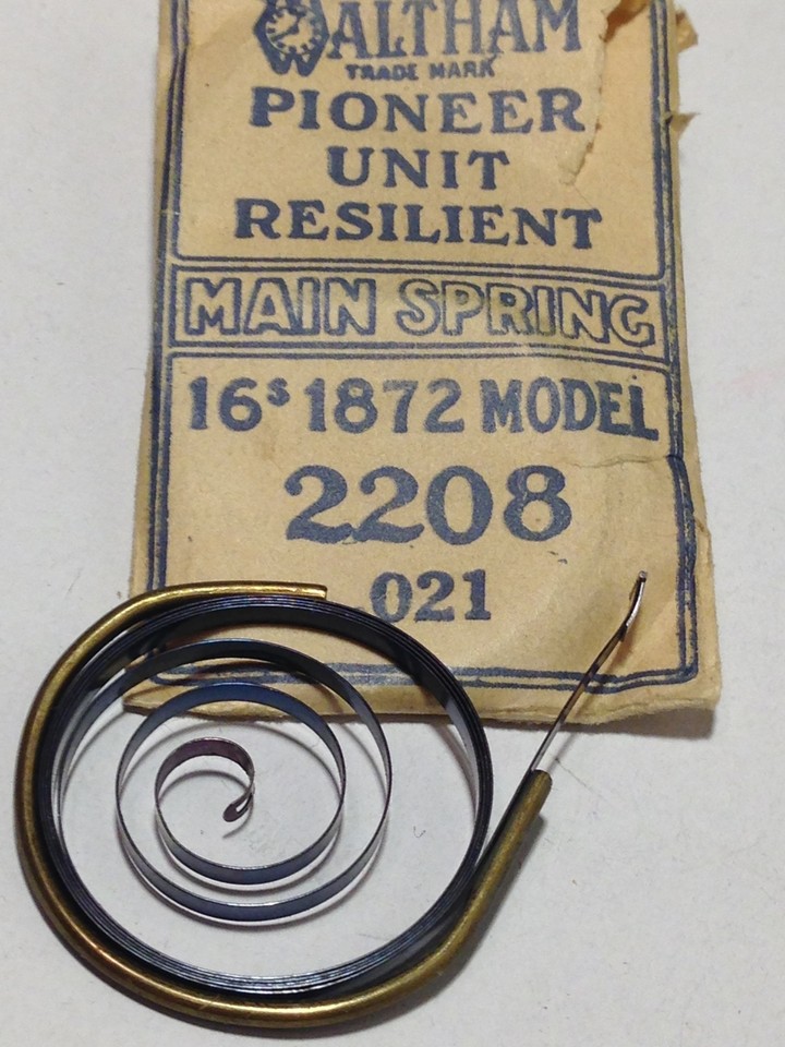Waltham Factory Mainspring for 16s Midel 1872 Factory No. 2208 - Steel ...