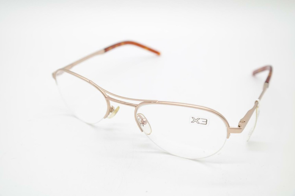 Vintage Triple X Dan Britse P1-03 Gold Half Rim Glasses Frame NOS | eBay