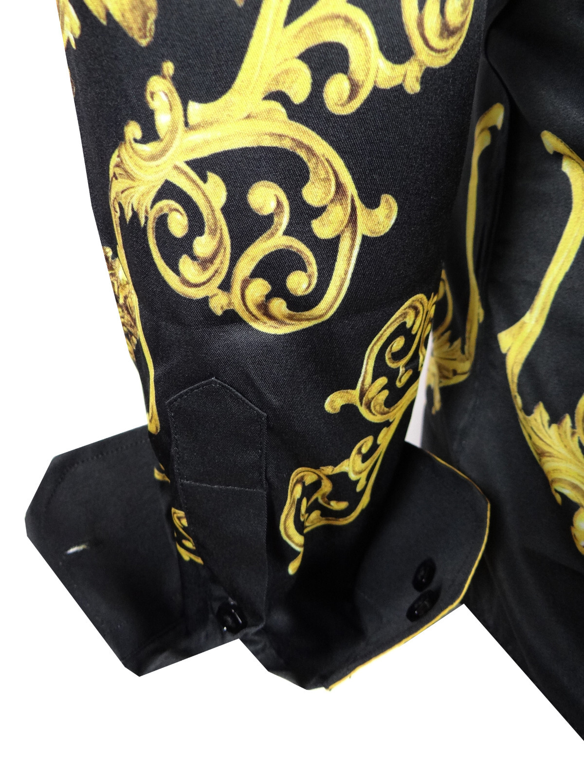 Mens Shirt Designer Panther Italian Gold Leaf Florals Stretch Slim Fit ...