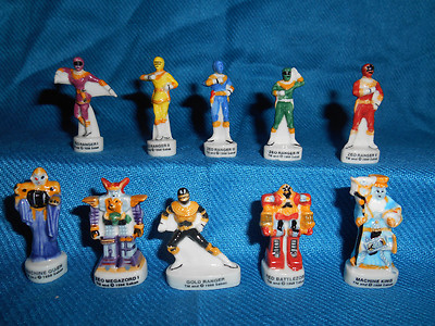 POWER RANGERS Set of 10 Miniature Figures FRENCH PORCELAIN FEVES Mini ...