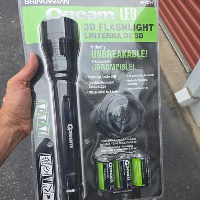 Brinkmann Qbeam LED 3C Battery Flashlight Metal 10.5” Rubber Cup Ends ...