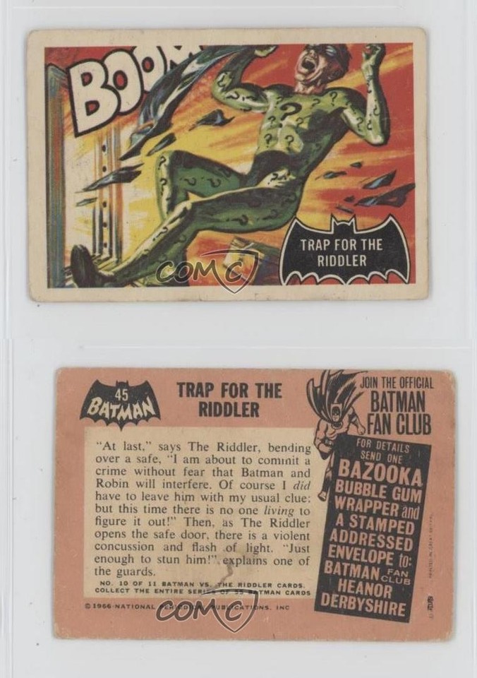 1966 A&BC Batman Black Bat Fan Club Back Trap for the Riddler #45 04le | eBay