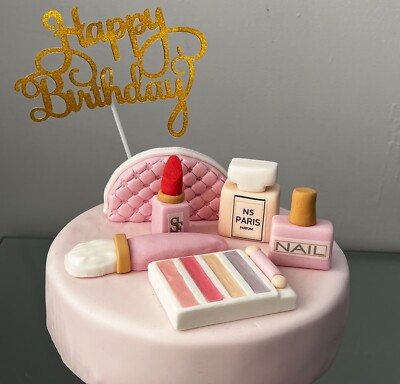 Make up Cake Topper Edible Lipstick Perfume Fondant Decoration Birthday ...