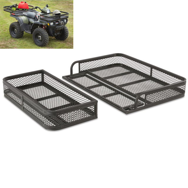 Universal 2 Pc. ATV Front Rear Drop Cargo Basket Rack Carrier Hauler 4 ...