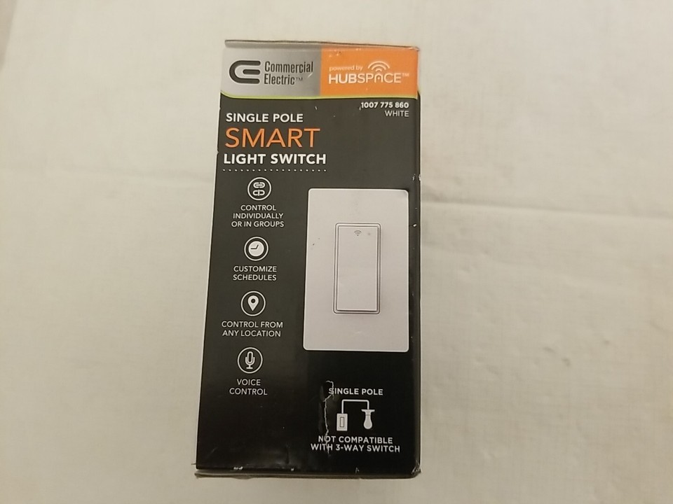 Smart Light Switch Wi-Fi Bluetooth HUBSPACE GOOGLE ALEXA Single Pole ...