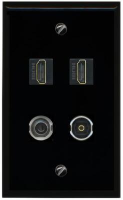 [4 Ports] 2 HD Toslink 3.5mm Wall Plate - Flat [Black/Black] | eBay