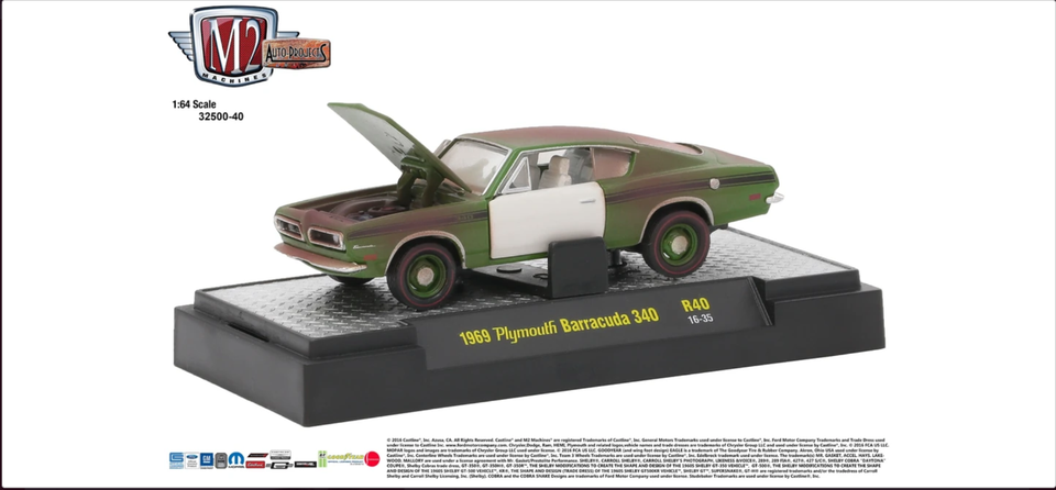 M2 Machines AUTO-PROJECTS 1969 Plymouth Barracuda 340 R40 16-35 | eBay