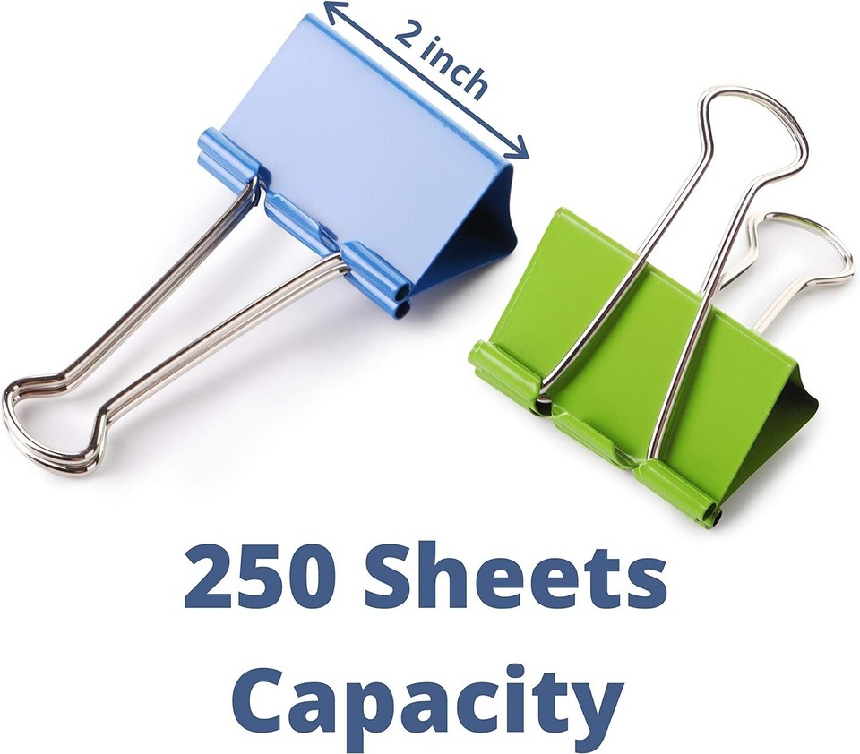 Extra Large Binder Clips 2 Inch 12 Pack Assorted Color Binder Clips ...