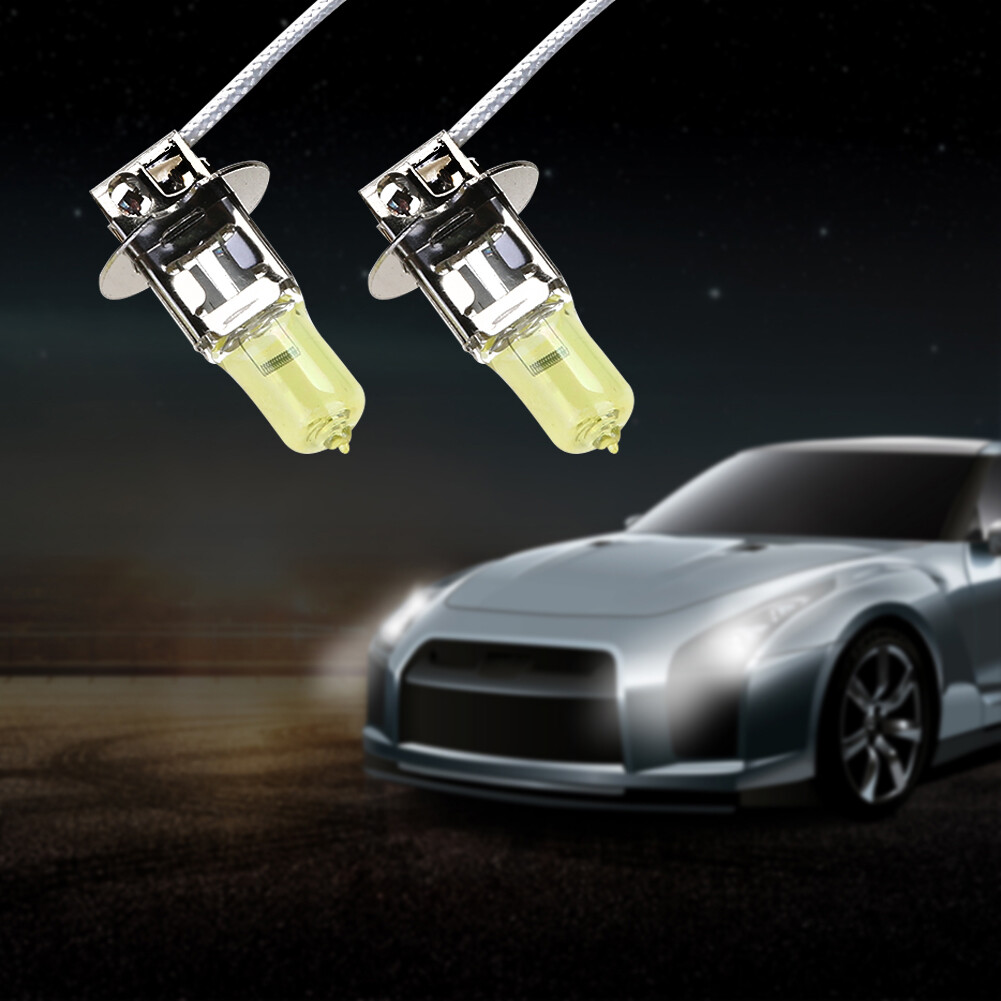 2pcs H3 12V 55W Yellow Halogen Xenon Light Bulbs for Car Headlamp ...
