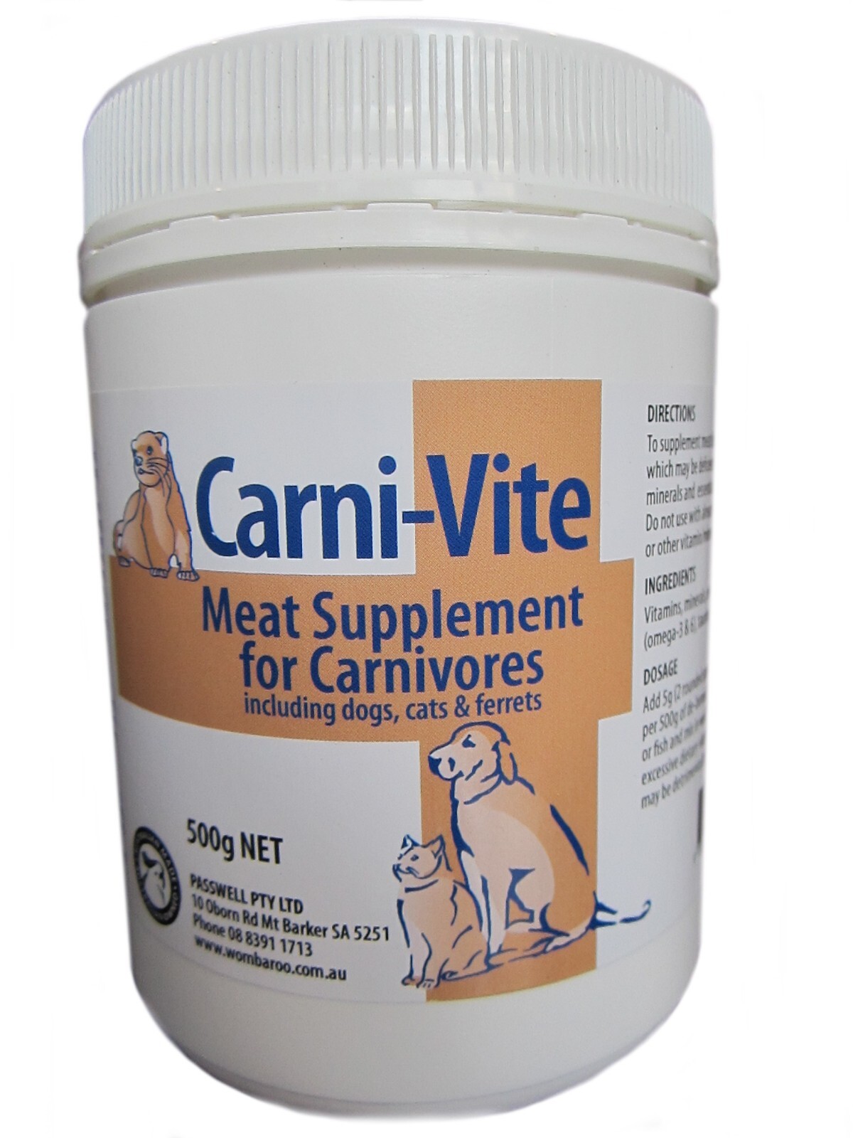 Passwell Carni-vite 500g Dog Cat Ferret Carnivore Meat Feed Supplement ...