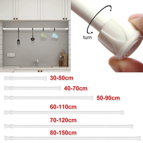 Spring Loaded Extendable Telescopic Nets Voile Tension Curtain Rail ...