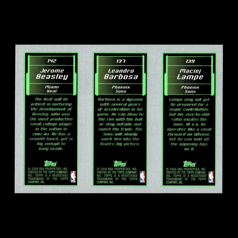 Jerome Beasley / Barbosa / Maciej 2004-05 Topps Rookie Matrix Frames ...