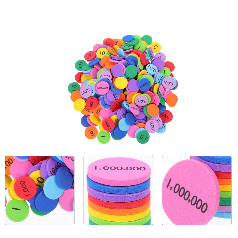 160 Pcs Place Value Chips with Decimals Discs Math Number Disks Digital ...