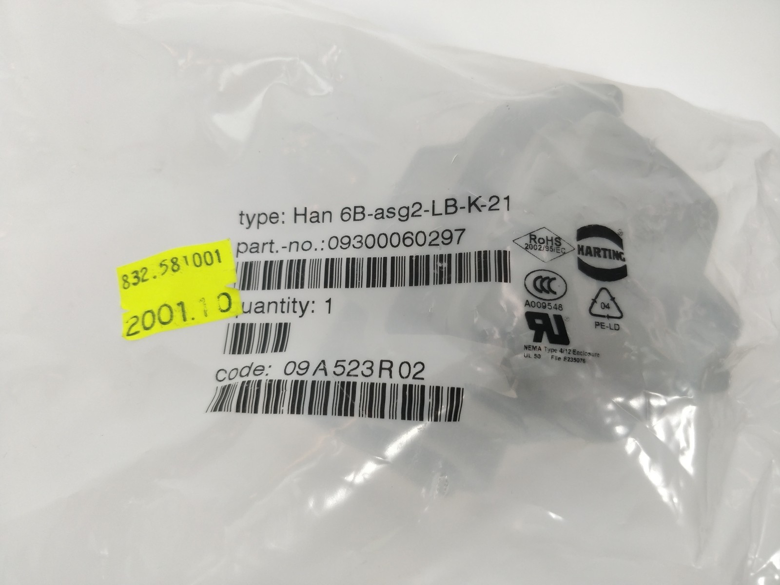 Harting 09300060297 Han 6B-asg2-LB-K-21 | eBay