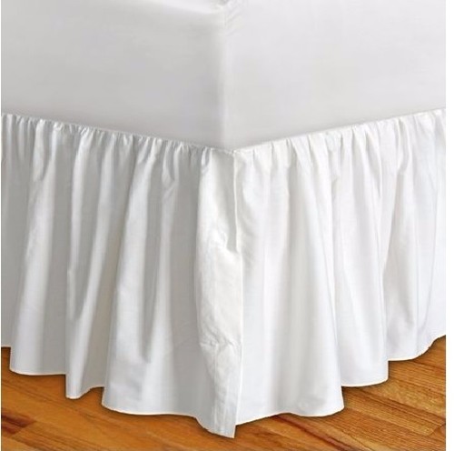 3 Side Solid White Dust Ruffle Open Corner Bed Skirt 650 TC Cotton All ...
