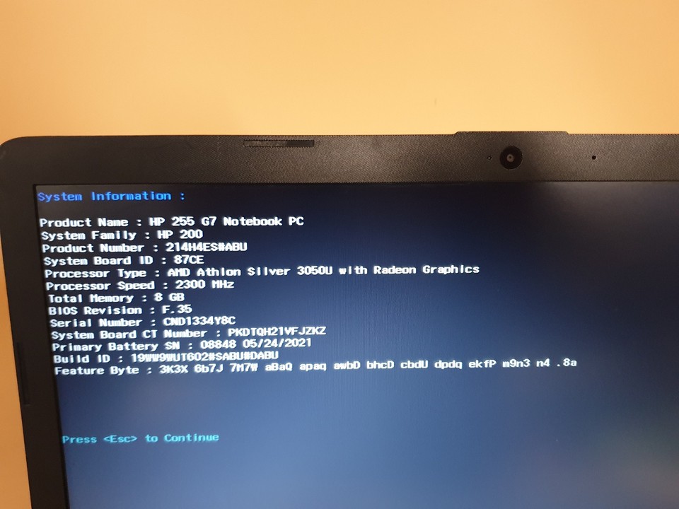 HP 255 G7 15.6" AMD ATHLON SILVER 3050U 2.3GHZ LAPTOP, BIOS LOCKED ...