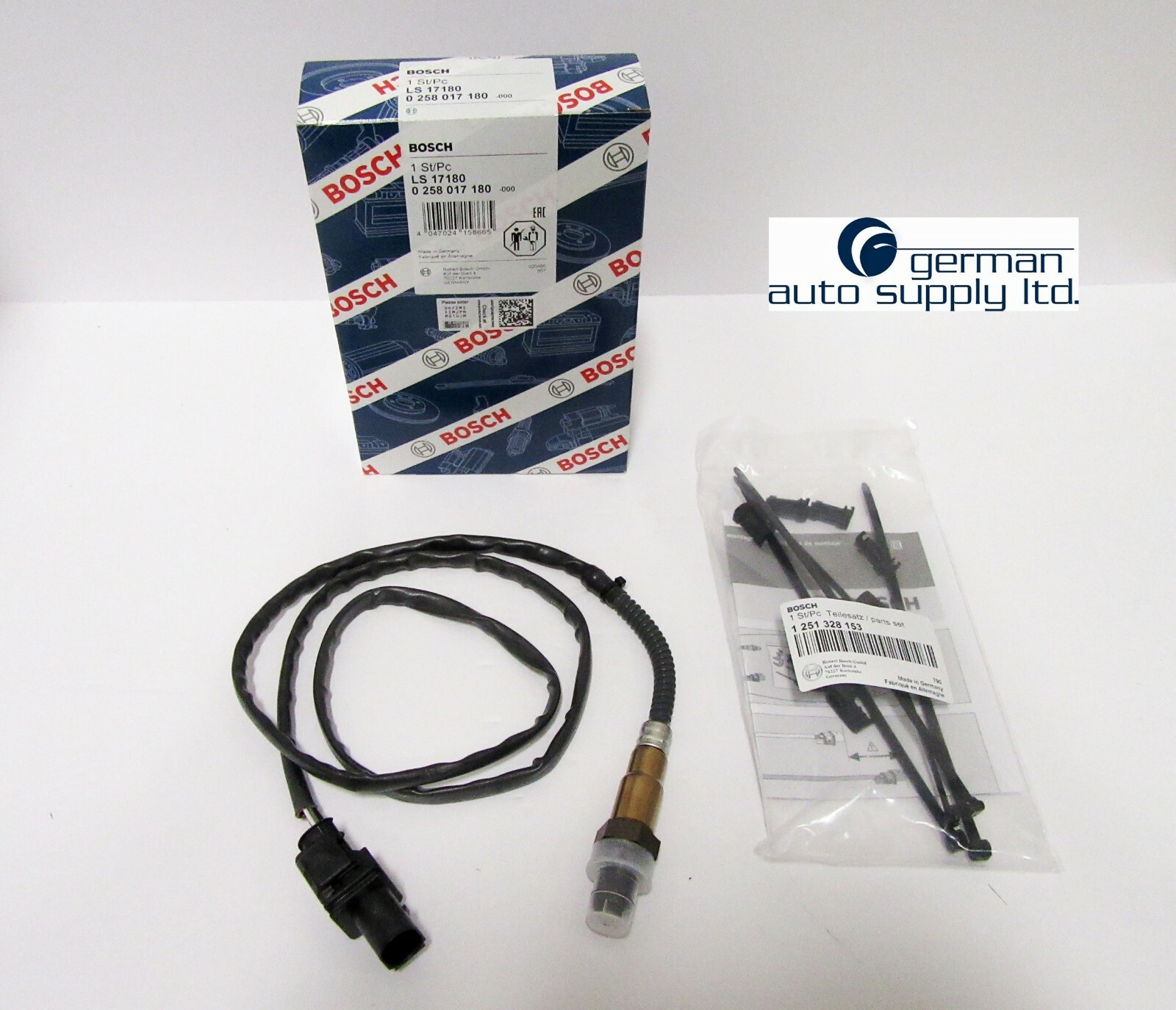 Audi, Volkswagen Oxygen Sensor - BOSCH - 0258017180, 17480, 17180 - NEW ...