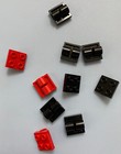 10 LEGO Technic Plate Modified 2817 2x2 W 2 Pin Holes On Bottom Red ...
