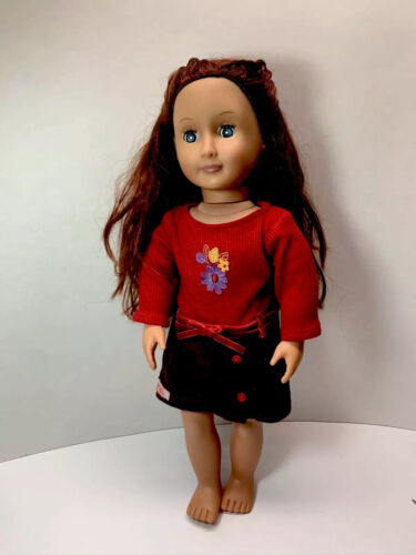 Our Generation Battat Doll 18 Long Red Brunette Hair Light Blue Eyes