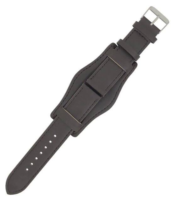 Genuine Leather Brown 3 Piece Military Cuff Watch Strap 18mm 20mm 22mm ...