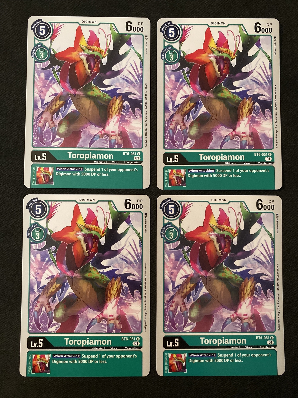 (4x) Digimon TCG Toropiamon BT6-051 U Double Diamond Playset | eBay