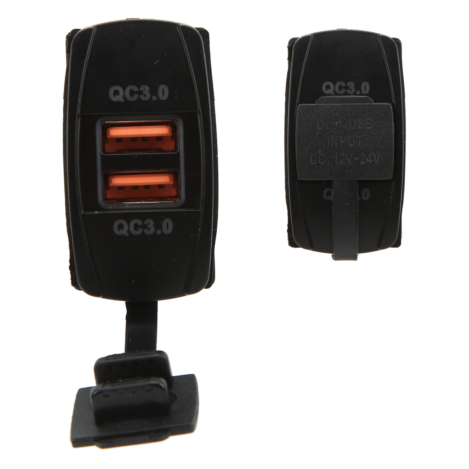 EMB Black Universal Rocker Switch Style Dual USB Car QC3.0 Fast Charge ...