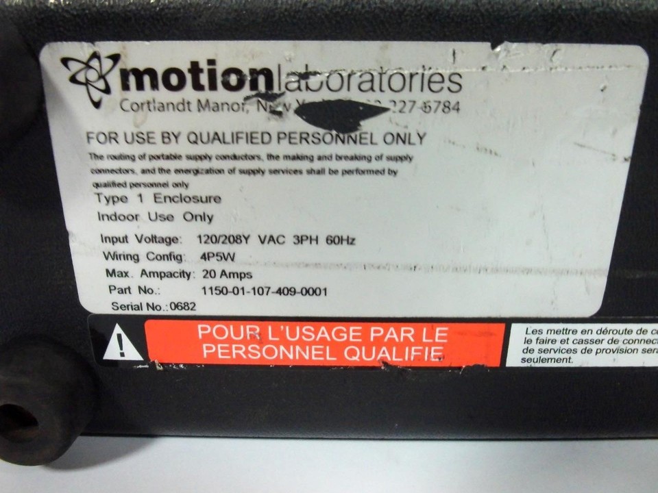 Motion Labs 1150-01-107-409-0001 Stringer Box Breakered 20A 120/208Y ...