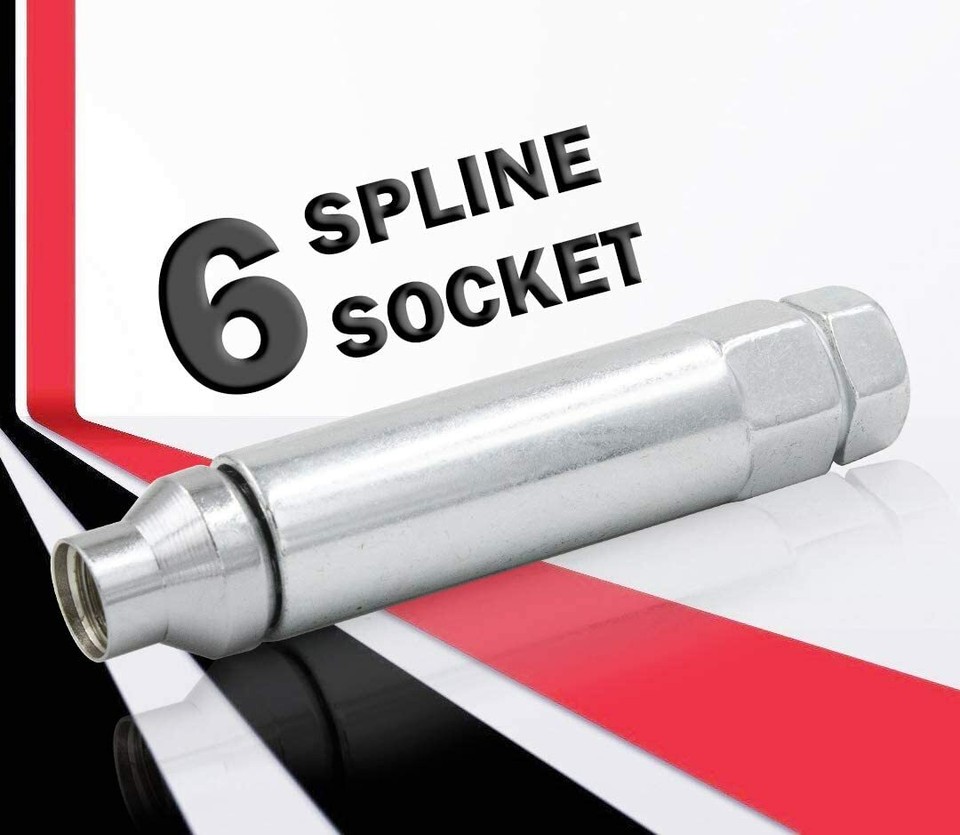 24Pc 12x1.5 Chrome Extended Thread Spline Lug Nuts ET Tapered Conical Seat + Key | eBay