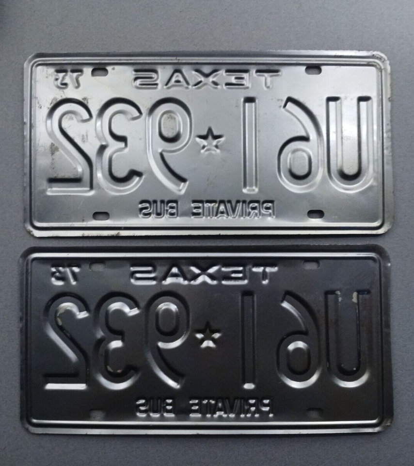 🐾 1973 TEXAS "PRIVATE BUS" LICENSE PLATE PAIR (U61-932) UNUSED | eBay