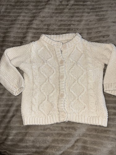 Matalan Cable Knitted Cardigan Age 0-3 M Baby Girl Boy Unisex Cream ...