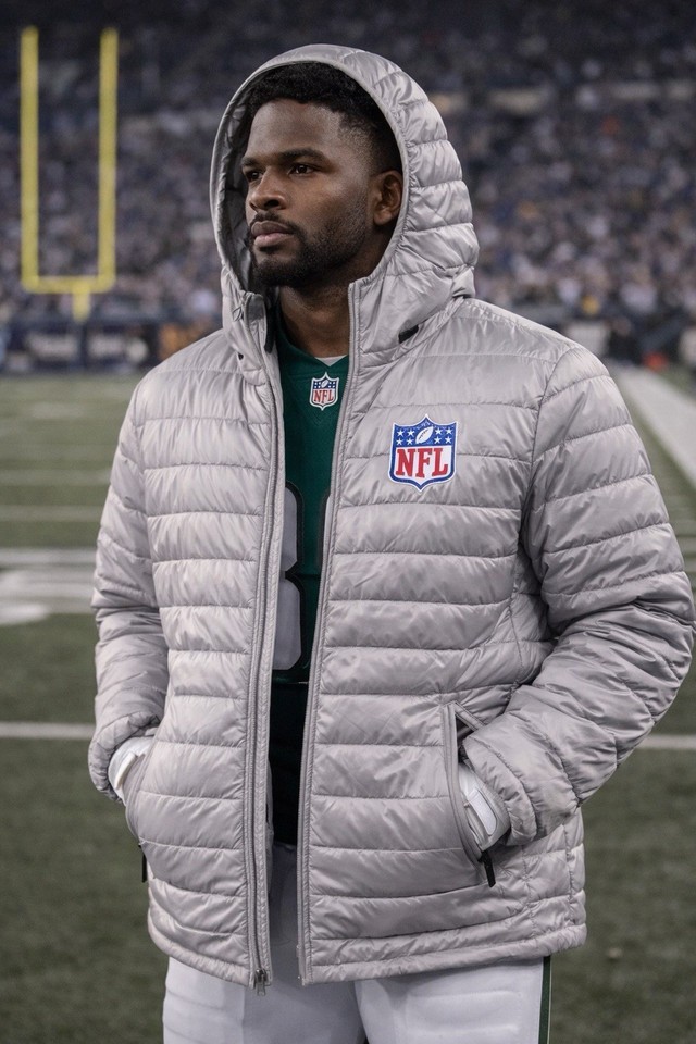NFL Official Shield Gear Parka Puffer Jacket Winter Coat SILVER Mens ...