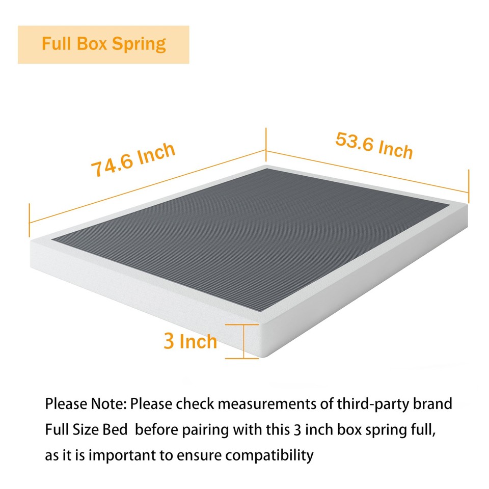 Box Spring Full - 3 Inch Heavy Duty Low Profile Metal Box Springs for ...