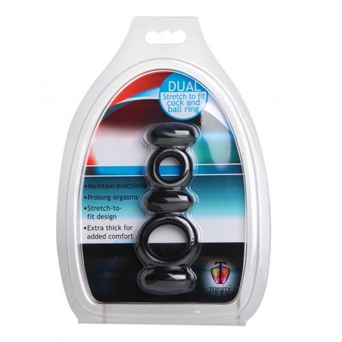 Dual Stretch To Fit Cock And Ball Ring Black Male Sexual Enhancer Sex Toy 848518016904 Ebay