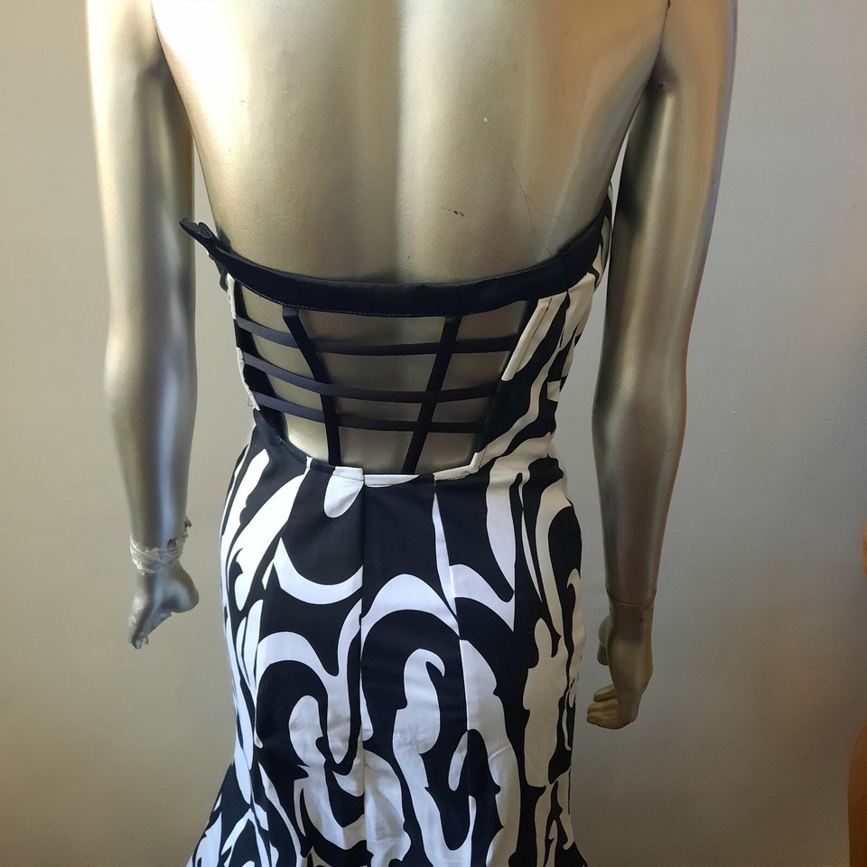 JESSICA McCLINTOCK VTG BLACK WHITE TUILLE MERMAID WAFFLE BACK EVENING ...