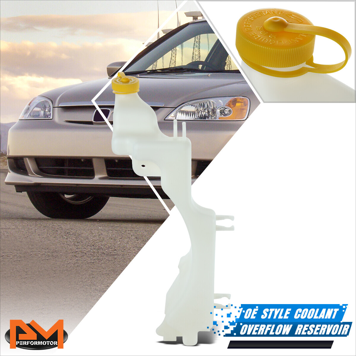 For 03 05 Honda Civic Hybrid Coolant Fluid Reservoir Overflow Tank Bottle w Cap eBay