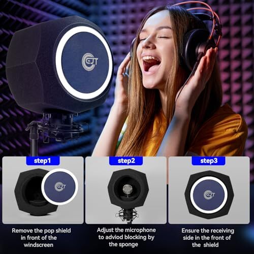 Microphone Isolation Ball Shield with Mic Stand & Shock Black | eBay