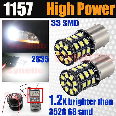 2x 1157/2357A Dual Filament 6000K White Brake Tail Stop 33-SMD LED ...