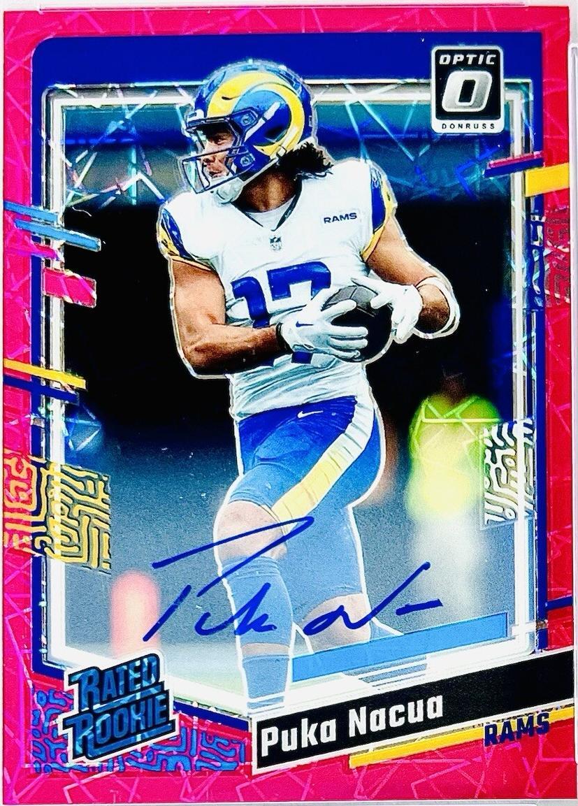2023 Panini Donruss Optic - Rated Rookie RPS Puka Nacua #238 Pink Velocity Prizm Autographs /50 ...